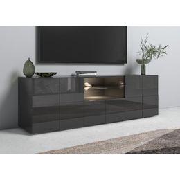 Home Affaire Lowboard &raquo;Dama Breite 181 cm, TV-Board 2 T&uuml;ren, 1 Schubkasten, TV-Schrank&laquo; Front in 3D-Optik, viel Stauraum, verschiedene Farben grau 