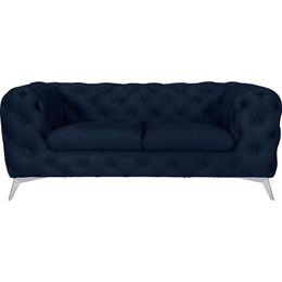 Home Affaire Chesterfield-Sofa &raquo;Glynis&laquo; aufw&auml;ndige Knopfheftung, moderne Chesterfield Optik, Fu&szlig;farbe w&auml;hlbar blau Struktur (100% Polyester);Samtoptik