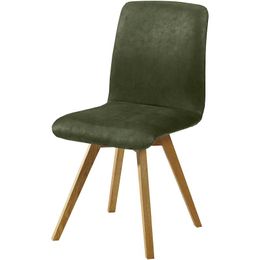 massivline&more 4-Fu&szlig;stuhl &raquo;Karla, Stuhl, Esszimmerstuhl, K&uuml;chenstuhl&laquo; () 2 Stk.Massivholz: Wildeiche ge&ouml;lt gr&uuml;n Polyester B/H/T: 48cm x 92cm x 56cm, 