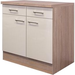 Flex-Well Unterschrank &raquo;Nepal&laquo; (B x H x T) 80 x 85/86 x 60 cm, f&uuml;r viel Stauraum braun Holzwerkstoff Sonoma Eiche, B/H/T: 80cm x 86cm x 60cm, Schubladen: 2 Stk.