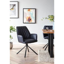 Salesfever Esszimmerstuhl &raquo;Vancouver Armlehnstuhl f&uuml;rs Esszimmer&laquo; (Set) 2 Stk.Esszimmersessel, R&uuml;ckenlehne mit Rautensteppung, 360&deg; Drehfunktion 