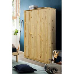 M&ouml;bilia Kleiderschrank 1 Stk. tlg. gefertigt aus massivem Kiefernholz beige Massivholz Natur, B/H/T: 107cm x 175cm x 50cm, T&uuml;ren: 3 Stk. 3 T&uuml;ren