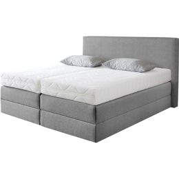 Westfalia Schlafkomfort Boxspringbett wahlweise mit Kaltschaum-Topper grau Strukturstoff (77% Polyester und 23% Viskose) Feinstruktur Ohne Topper, Liegefl&auml;che B/L: 200cm x 