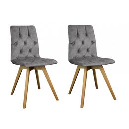 OTTO home Esszimmerstuhl &raquo;Rania&laquo; (Set) 2 Stk.Massivholzgestell, mit Knopfheftung grau Holzwerkstoff, Massivholz B/H/T: 45cm x 91cm x 55cm, 2 Stk., 