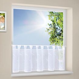 GERSTER Scheibengardine &raquo;Arist&laquo; Schlaufen 1 Stk. tlg. SB-Schlaufenbistro "Arist" wei&szlig;, mit Stickerei, 150cm X 50 cm (B x H) wei&szlig; Polyester 50cm, Schlaufen, 