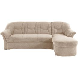 DOMO collection Ecksofa &raquo;SARAFINA 232x146 cm, auch mit Federkern f&uuml;r noch mehr Sitzkomfort!&laquo; whlw. mit Bettfunktion, L-Form beige Luxus-Microfaser (92
