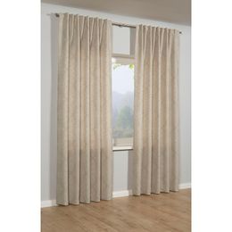 Gardine &raquo;Schal Jacquard Ornamente&laquo; Schlaufen 1 Stk. tlg. mit Gardinenband und verdeckten Schlaufen beige Polyester 245cm, Schlaufen, 140cm