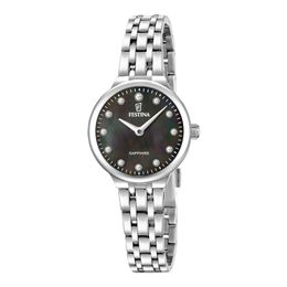 Festina Damen Quarzuhr &raquo;Mademoiselle&laquo; Armbanduhr, Damenuhr, Edelstahlarmband, analog, Zirkonia (synth.) silber Einheitsgr&ouml;&szlig;e