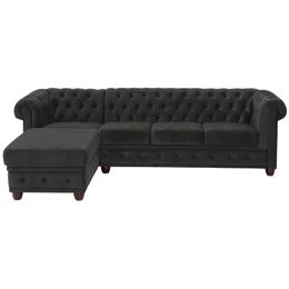 Home Affaire Chesterfield-Sofa &raquo;New Castle L-Form&laquo; hochwertige Knopfheftung in Chesterfield-Design, B/T/H: 255(171/72) grau B/H/T: 255cm x 72cm x 