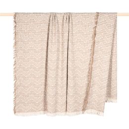 Pad Wohndecke &raquo;Waffle&laquo; Made in Europe, Waffelpique, reine Baumwolle, mit Fransen, 130x170 cm beige Mischgewebe B/L: 130cm x 170cm