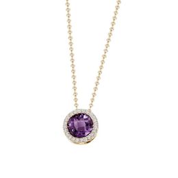 Firetti Damen Kette mit Anh&auml;nger &raquo;Schmuck Geschenk Gold 585 Halsschmuck Halskette Ankerkette Rund&laquo; mit Amethyst - mit Brillanten 0,06, Gelbgold 585, L