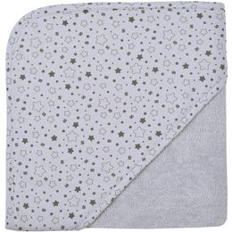 W&ouml;rner Kapuzenhandtuch &raquo;Sterne hellgrau Kapuzenbadetuch 80/80&laquo; obere Lage der Kapuze aus bedrucktem Single-Jersey grau Frottee, Frottier B/L: 80cmx80cm, 1 