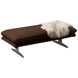 W.Schillig Polsterhocker F&uuml;&szlig;e in Chrom gl&auml;nzend braun Stoff S37 (100% Polyester): Luxus-Microfaser in Lederoptik B/H/T: 145cm x 43cm x 71cm, Stoff S37