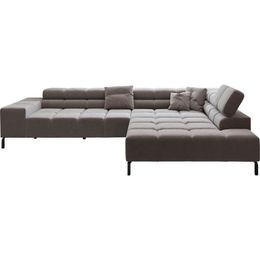 Home Affaire Ecksofa &raquo;Ancona New, wahlweise motorische Sitztiefenverstellung, auch in Cord&laquo; feine Steppung, mit Kopfteilverstellung, 3 Zierkissen, L-