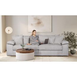 OTTO home Big-Sofa &raquo;Soft&Cosy XL, B: 246 cm - OTTO. Verl&auml;ssliche Qualit&auml;t.&laquo; Mega-Sofa, Cord oder Chenille-Struktur, mit Federkern & 4 Zierkissen grau 