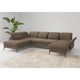 Sit & More sit&more Wohnlandschaft &raquo;Emely, inkl. Sitztiefenverstellung&laquo; wahlweise mit Schlaffunktion,Bettkasten,Kopf- & Armteilverstellung braun 100% Polyester B