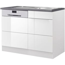 KOCHSTATION Sp&uuml;lenschrank &raquo;KS-Brindisi&laquo; 110 cm breit, inkl. M&ouml;belt&uuml;r f&uuml;r Geschirrsp&uuml;ler sowie Einbausp&uuml;le wei&szlig; Holzwerkstoff, MDF B/H/T: 110cm x 85cm 