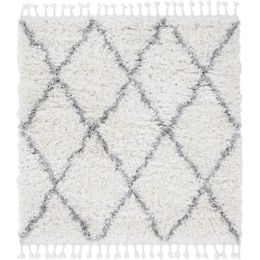 CarpetFine Hochflor-Teppich &raquo;Eddy&laquo; rechteckig 30 mm H&ouml;he Shaggy, auch als L&auml;ufer und in quadratisch, mit Fransen, Wohnzimmer wei&szlig; Polyester B : 150cm 