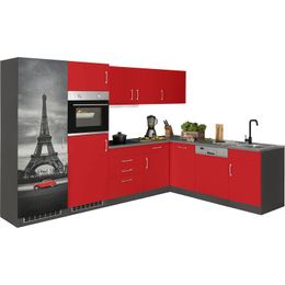 KOCHSTATION K&uuml;chenzeile &raquo;KS-Paris &ndash; K&uuml;chen mit einzigartigen Fotomotiven auf den Fronten&laquo; Stellbreite 290/220 cm, wahlweise mit E-Ger&auml;ten und 