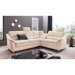 OTTO home Ecksofa &raquo;Cardoso L-Form&laquo; Federkern, wahlweise mit Bett, Schubkasten, teilweise Relaxfunktion beige Luxus-Microfaser Lederoptik (100% 