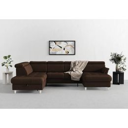 Sit & More sit&more Wohnlandschaft &raquo;Marano U-Form&laquo; inklusive Kopfteilverstellung, optional Schlaffunktion & Bettkasten braun 100% Polyester B/H/T: 304cm x 216cm,