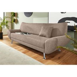 Home Affaire 3-Sitzer &raquo;Saltare elegant & komfortabel, toller Designfu&szlig;, bequem, Breite 205cm&laquo; beige Kunstleder SOFTLUX ;Luxus-Microfaser ALCAZAR (100%