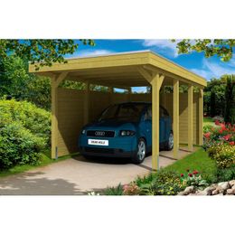 Skan Holz Einzelcarport &raquo;Friesland 1&laquo; Massivholz 270 cm braun mit Seiten- und R&uuml;ckw&auml;nden braun B/H/T: 210cm x