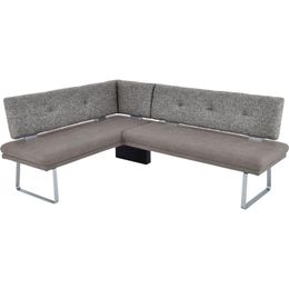 K+w Komfort & Wohnen K+W Komfort & Wohnen Eckbank &raquo;Giacomo II Esszimmerbank&laquo; Flachstahlkufe in edelstahlfarbig lackiert, R&uuml;cken und Sitz gesteppt grau B/H/T: 207cm x 91cm 