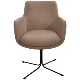 K+w Komfort & Wohnen K+W Komfort & Wohnen Esszimmerstuhl &raquo;Pego Drehstuhl&laquo; () filigranem 4-Fu&szlig;-Gestell in schwarz beige B/H/T: 59cm x 84cm x 65cm, Microfaser 925