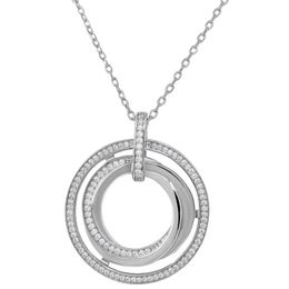 Firetti Damen Kette mit Anh&auml;nger &raquo;Schmuck Geschenk Silber 925 Halsschmuck Ankerkette Kreis mehrreihig&laquo; mit Zirkonia (synth.) silber Silber 925 (