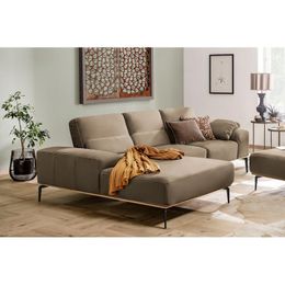 W.Schillig Ecksofa &raquo;run, Designsofa mit tollem Sitzkomfort, bequem, L-Form&laquo; mit Holzsockel, F&uuml;&szlig;e in Schwarz pulverbeschichtet, Breite 279 cm beige 