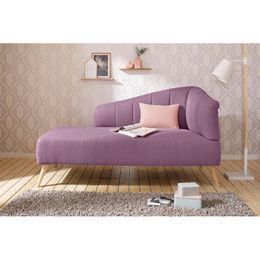 OTTO home Recamiere &raquo;Lucy, Chaiselonge mit Massivholzf&uuml;&szlig;en und Steppung,&laquo; Armlehne links und rechts bestellbar lila Struktur fein( 100% Polyester) B/H