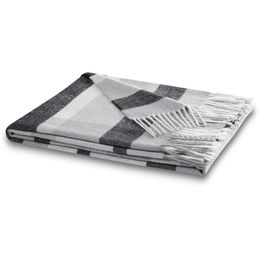 Biederlack Plaid &raquo;Harmony&laquo; im modernen Karo-Look, mit Fransen grau Baumwolle, Polyacryl B/L: 130cm x 170cm