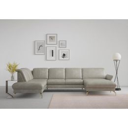 Sit & More sit&more Wohnlandschaft &raquo;Fashion U-Form&laquo; wahlweise mit Kopfteilverstellung, Vorziehsitz, motorisch, Nickelf&uuml;&szlig;e grau B/H/T: 338cm x 84cm x 207cm, Luxus