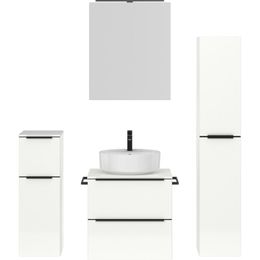 Nobilia Badm&ouml;bel-Set &raquo;Alvene&laquo; vormontiert, mit Soft-Close, 4 Stk. tlg. wei&szlig; B/H/T: 140cmcm x 184,2cmcm x 48,5cmcm, Griffe schwarz