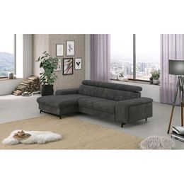 COTTA Ecksofa &raquo;Emma L-Form, B: 267 cm&laquo; mit Kopfteilverstellung, optional Schlaffunktion & Bettkasten grau B/H/T: 267cm x 97cm x 165cm, Struktur weich,