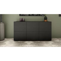 borchardt M&ouml;bel borchardt M&ouml;bel Sideboard &raquo;Rova, Kommode Breite 139 cm&laquo; Breite 139 cm schwarz Holzwerkstoff B/H/T: 139cm x 72cm x 35cm, 6 Stk.