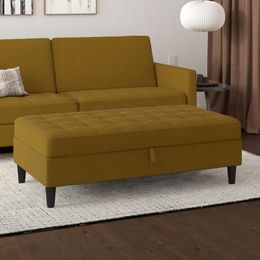 Stauraumhocker &raquo;Presley&laquo; Polsterhocker mit Stauraum, frei im Raum stellbar, Sitzh&ouml;he 43 cm gelb B/H/T: 130cm x 43cm x 69cm, Webstoff