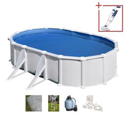 GRE Ovalpool &raquo;ATLANTIS inkl. Zubeh&ouml;r und seitlichen St&uuml;tzen&laquo; H&ouml;he: 132 cm, in versch. Gr&ouml;&szlig;en erh&auml;ltlich wei&szlig; &Oslash;/B/H/L: Breite 300cm x H&ouml;he 132cm x L&auml;nge 