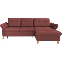Sit & More sit&more Ecksofa &raquo;G&ouml;teborg&laquo; Sitztiefenverstellung und Federkern, wahlweise mit Bettfunktion rot B/H/T: 268cm x 90cm x 176cm, NaturLEDER Stoff, 