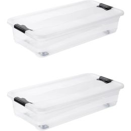 keeeper Aufbewahrungsbox &raquo;Konrad, Box mit Rollen, 2er Set, 33 L, 79,5 x 39,5 x 18 cm&laquo; durch Clips verschlie&szlig;bar, Griffe und Rollen am Boden 