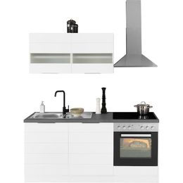 KOCHSTATION K&uuml;chenzeile &raquo;KS-Luhe&laquo; 180 cm breit, wahlweise mit oder ohne E-Ger&auml;ten, gefr&auml;ste MDF-Fronten wei&szlig; B/H/T: 180cm x 60cm, ohne E-Ger&auml;te
