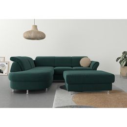 Sit & More sit&more Ecksofa &raquo;Apulia L-Form&laquo; wahlweise Schlaffunktion, Bettkasten und Kopf- und Armteilverstellung gr&uuml;n Webstoff (100% Polyester);Struktur weich (