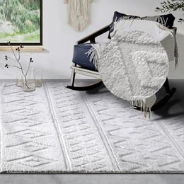 ELLE DECORATION Designteppich &raquo;Itinerance&laquo; rechteckig 18 mm H&ouml;he Hochflor, Shaggy, L&auml;ufer, weich, Langflor, modern, Hoch Tief Effekt wei&szlig; Polyester B 