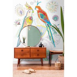 Livingwalls living walls Vliestapete &raquo;House of Turnowsky Fototapete Blumen&laquo; gemustert matt neutral glatt Vogeltapete Floral Tapeten Wohnzimmer Schlafzimmer K&uuml;che 
