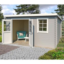Lasita Maja Gartenhaus &raquo;Amira 230&laquo; Blockbohlenhaus 28mm grau Massivholz ohne Fu&szlig;boden, ohne Dacheindeckung