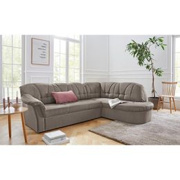 DOMO collection Ecksofa &raquo;Pegnitz, zeitlose und elegante R&uuml;ckensteppung, Breite 246cm, L-Form&laquo; wahlweise mit Bettfunktion grau 100% Polyester B/H/T: 