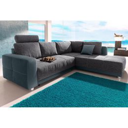 Jockenh&ouml;fer Ecksofa &raquo;Orlando L-Form, B: 257 cm&laquo; mit Schlaffunktion, Bettkasten, Zierkissen & Kopfst&uuml;tzen grau Softlux -Kunstleder, im Korpus;Farbe greige: 