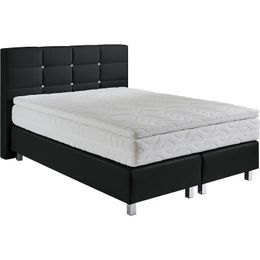 Westfalia Schlafkomfort Boxspringbett mit Kn&ouml;pfen in Kristalloptik, wahlweise mit Topper schwarz Bezug: Kunstleder, Polyurethan;Polsterung: 100% Polyester Kunstleder Mit 