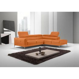Egoitaliano Ecksofa &raquo;Claudie, Designsofa mit extrakomfortablem Sitzkomfort, L-Form&laquo; Inkl. Kopfteilverstellung, L-Form orange Luxus-Microfaser (100% Polyester) 